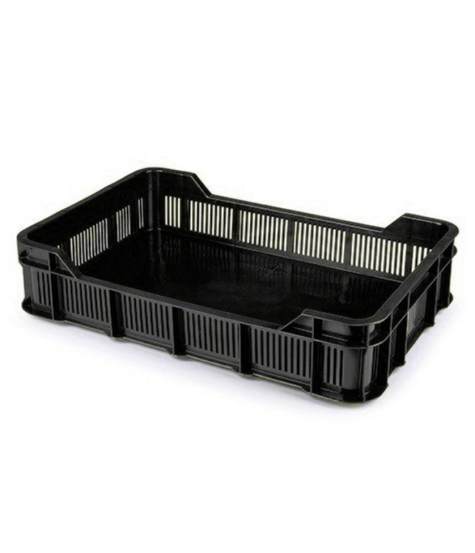 Berry Crate - Vented Sides And Solid Base - Recycled Material - Black ...